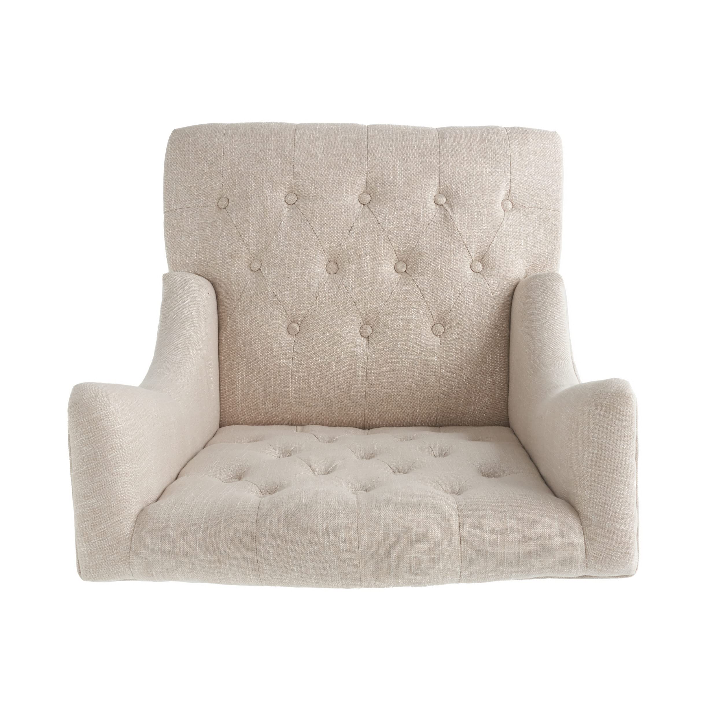 GDFStudio Tall Tufted Fabric Accent Chair, Vintage Club Seat for Living Room (Light Beige)
