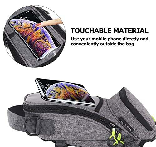 WOLT Powersports Motorcycle Tank Bag With waterproof rain cover Strong Magnetic, Motorbike Bag Transparent Pocket For Cell Phone Navigation, Update Version (Grey) …