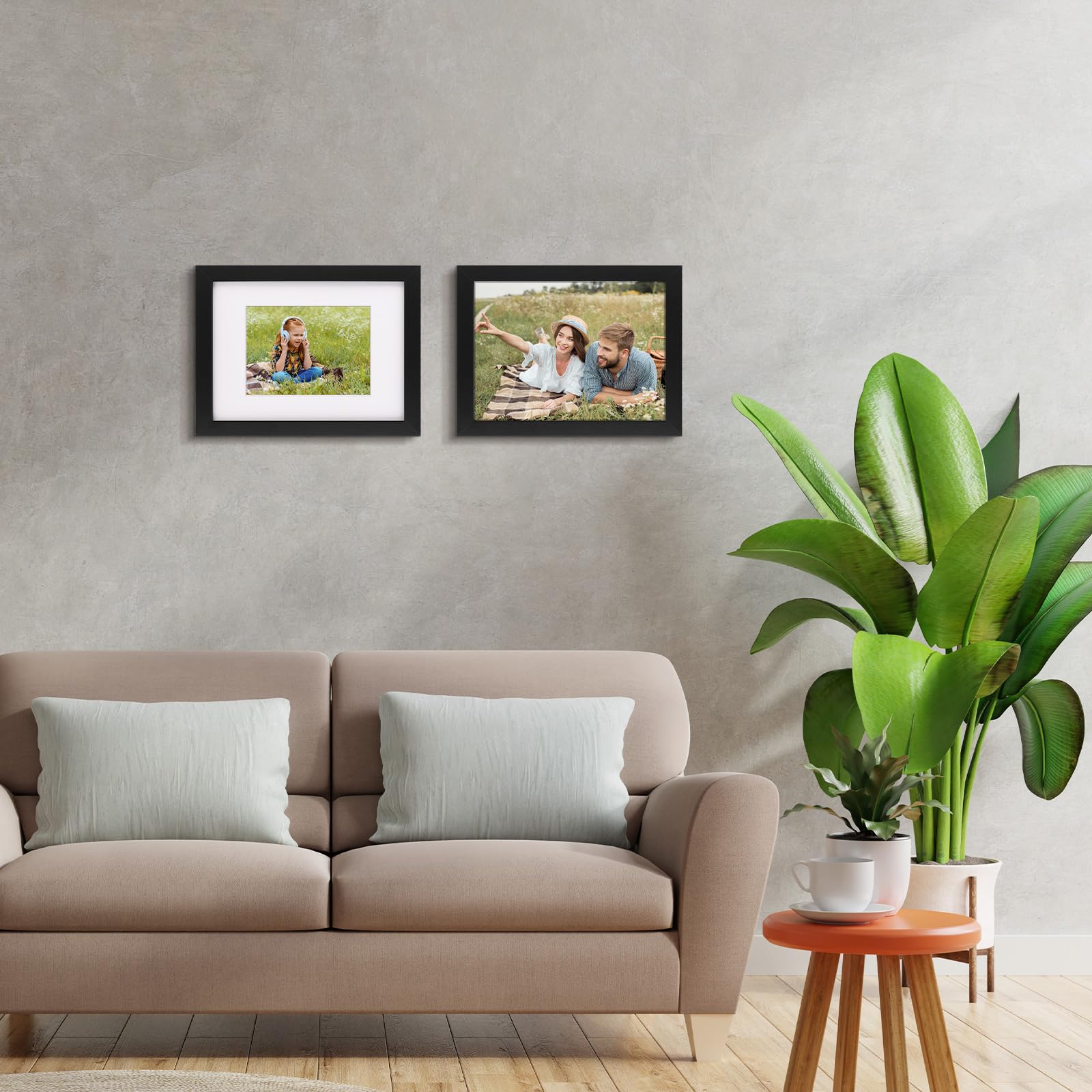 Golden State Art Picture Frame, 9x12 inches, Black, Acrylic Glass, Solid Wood, Mat for 6x8 Photos, Wall Display