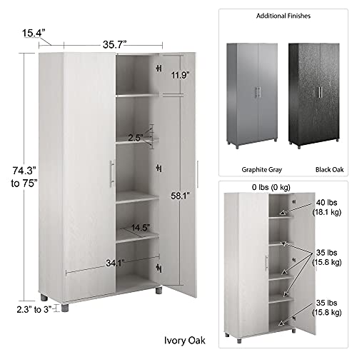 SystemBuild Evolution 36" Utility Storage Cabinet, Black Oak