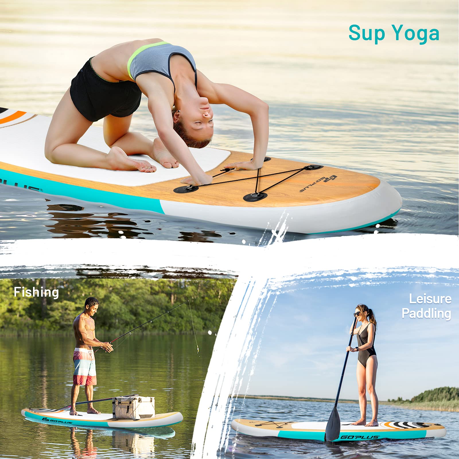 Goplus Inflatable Stand up Paddle Board Surfboard SUP Board with Adjustable Paddle Carry Bag Manual Pump Repair Kit Removable Fin for All Skill Levels, 6" Thick (Red, 10FT)