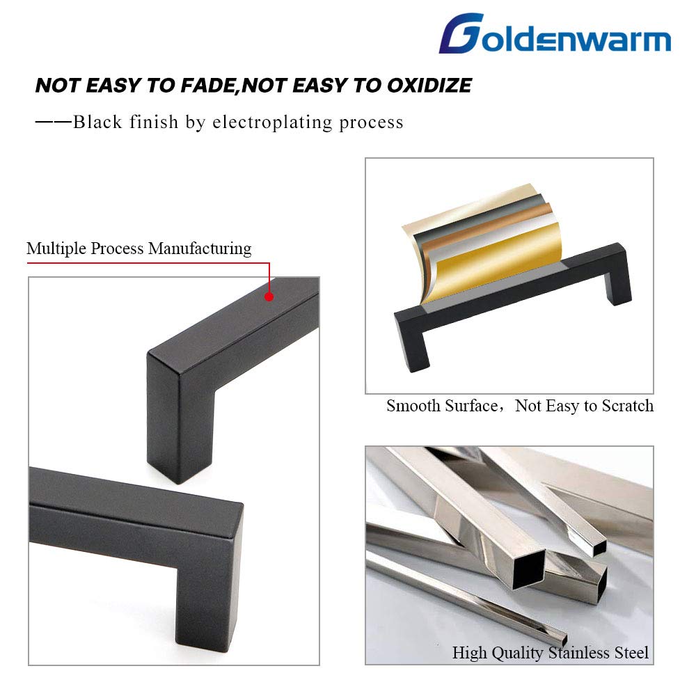 goldenwarm Black Cabinet Knobs Kitchen Drawer Knobs - LSJ12BK Square T Bar Cabinet Knobs Matte Black Hardware for Cabinets Single Hole (2in Overall Length) 50 Pack