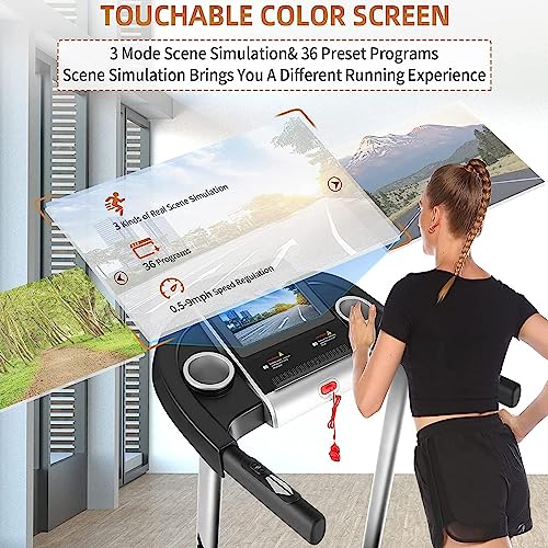 SYTIRY Treadmill with Large 10" Touchscreen, WiFi Connection, YouTube, Facebook,3.25hp Folding Treadmill, Cardio Fitness Exercise Machine for Walking, Jogging, Running TR0608012