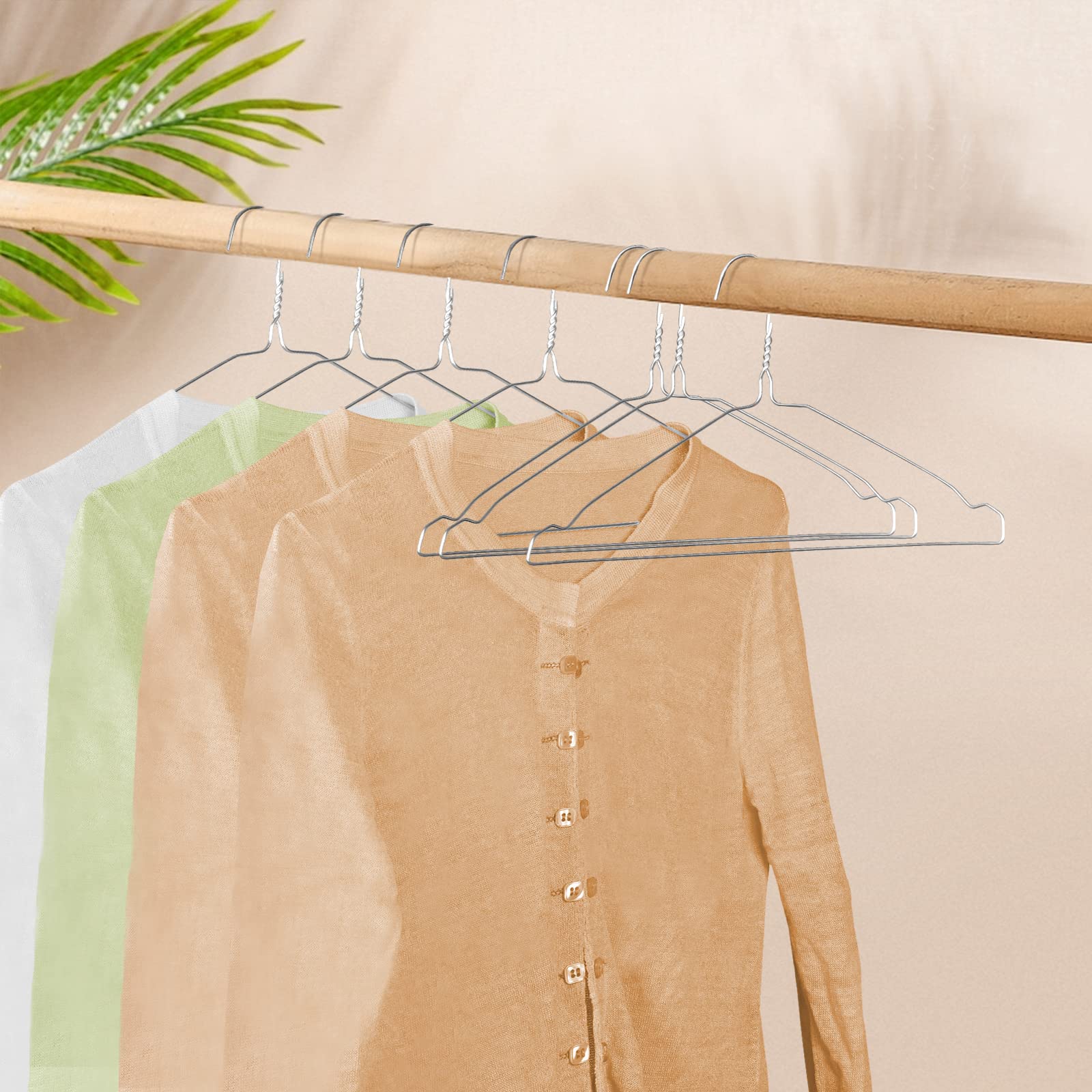 SPECILITE Wire Hangers 100 Pack, Metal Wire Clothes Hanger Bulk for Coats, Space Saving Metal Hangers 16.7 Inch Ultra Thin Non Slip with Groove, for Standard Size Suits, Shirts, Pants, Skirts-Silver