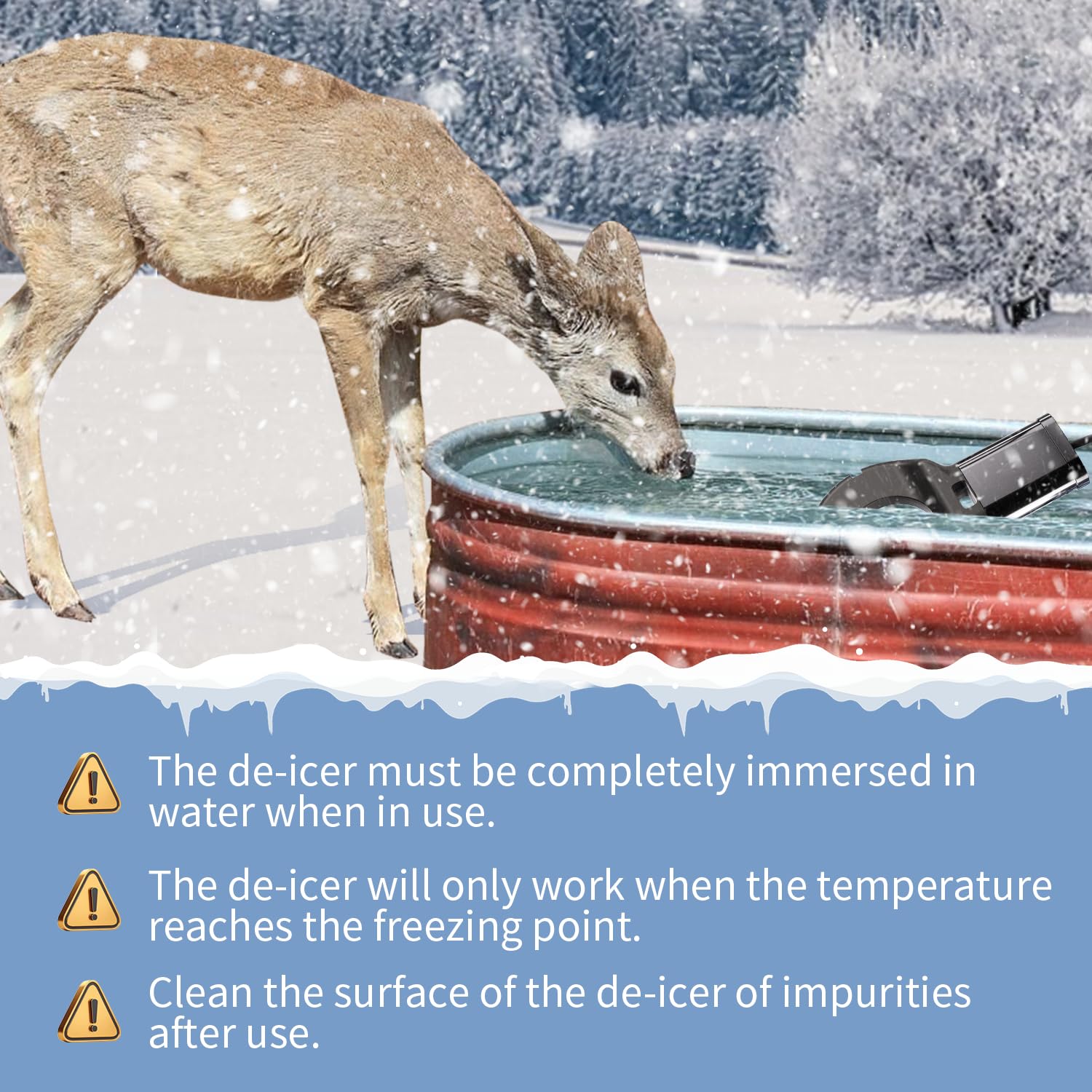 GUEOQTC 500 Watt Pond De-Icer with Thermostat, Cast Aluminum Submersible Bird Bath Heater, Heated Chicken Water, Power Cord 9.8 Ft.…