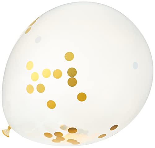 Ginger Ray Gold Confetti Filled Clear Party Balloons X 5 Party Decorations- Pick And Mix