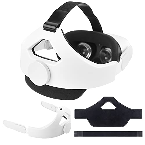 Head Strap for Oculus Quest 2 VR Headset, Gusing Replacement Elite Strap Headset Adjustable Head Band Reduce Head Pressure with Portable Telescopic Band, Soft Comfort Head Cushion, White