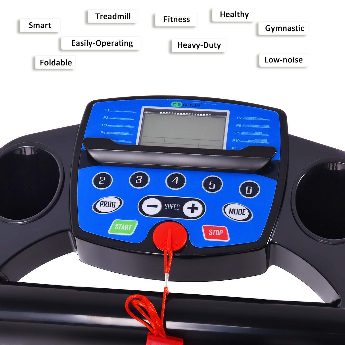 Goplus 1100W Folding Treadmill Electric Motorized Power Fitness Running Machine with LED Display and IPAD Support Perfect for Home Use(Black)
