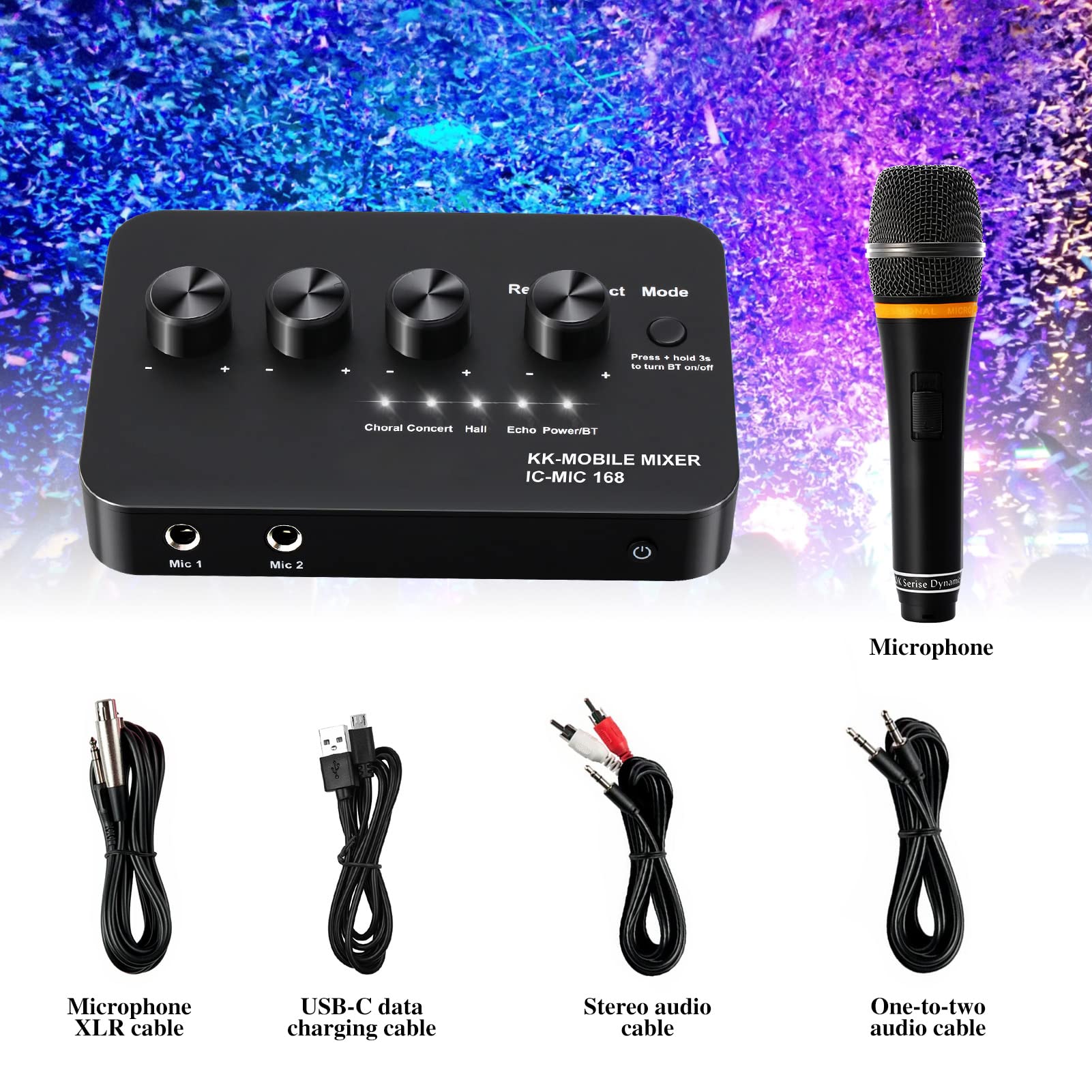 Inncen Microphone Karaoke Mixer System, Bluetooth Wired Microphone, Supports 3.5mm AUX, Smart TV, Speaker, PC, Soundbar,
