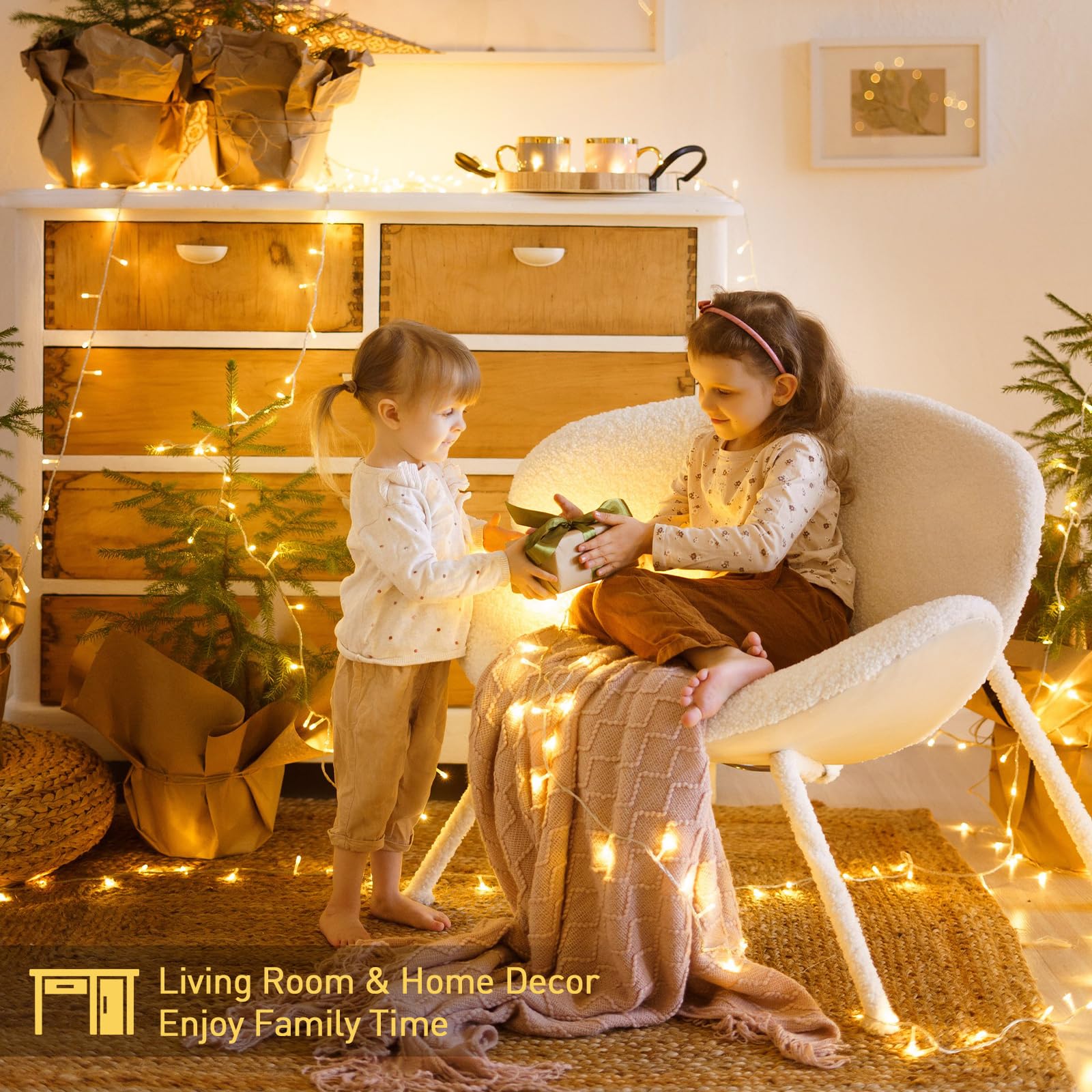 JMEXSUSS Warm White Christmas Lights, 300 LED Christmas String Lights Indoor Outdoor Waterproof Clear Wire, 8 Modes Fairy String Lights Plug in for Room Christmas Tree Bedroom Holiday Garden Decor