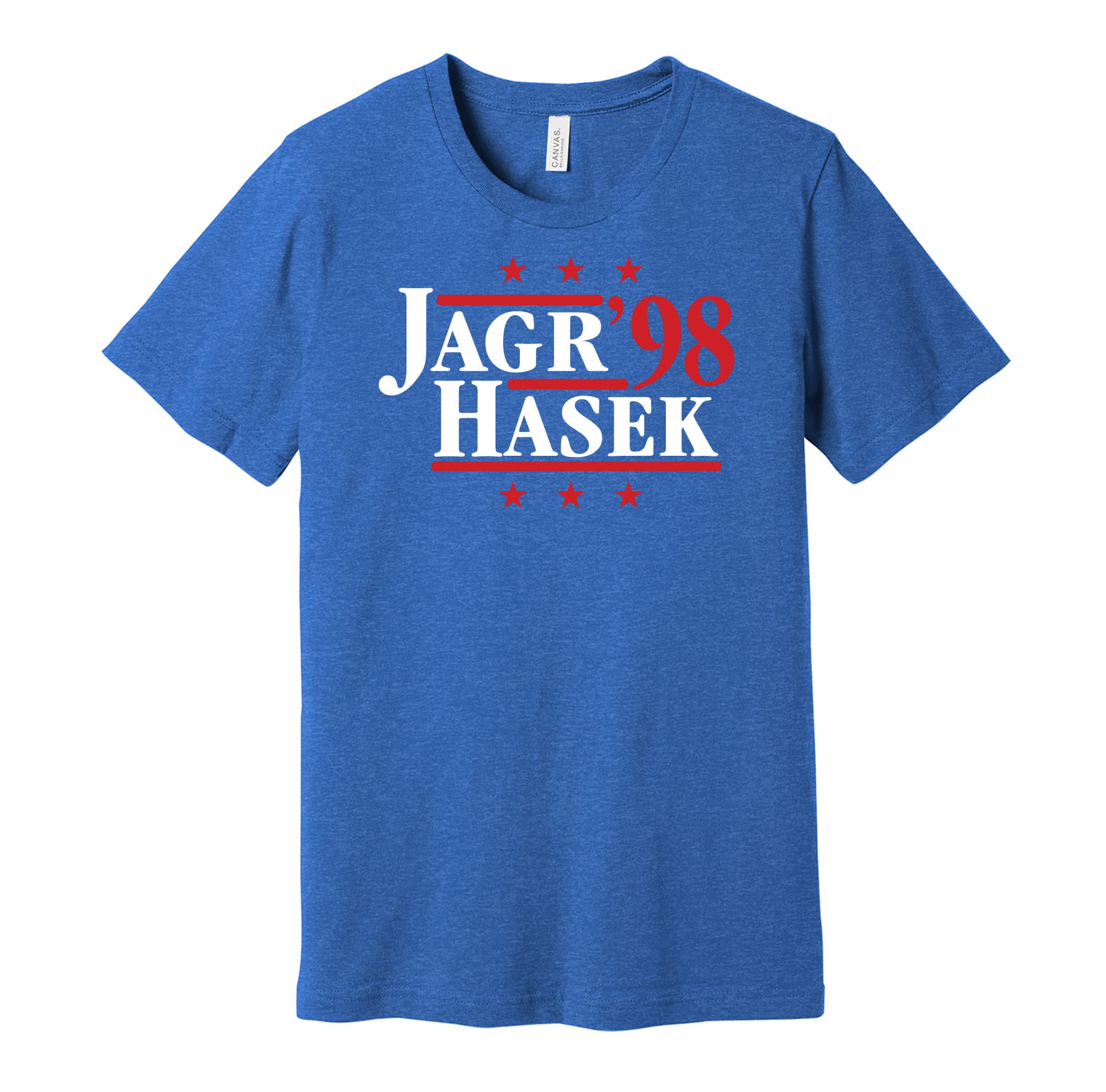 Jagr & Hasek '98 - Political Campaign Parody Shirt - Blue - Medium