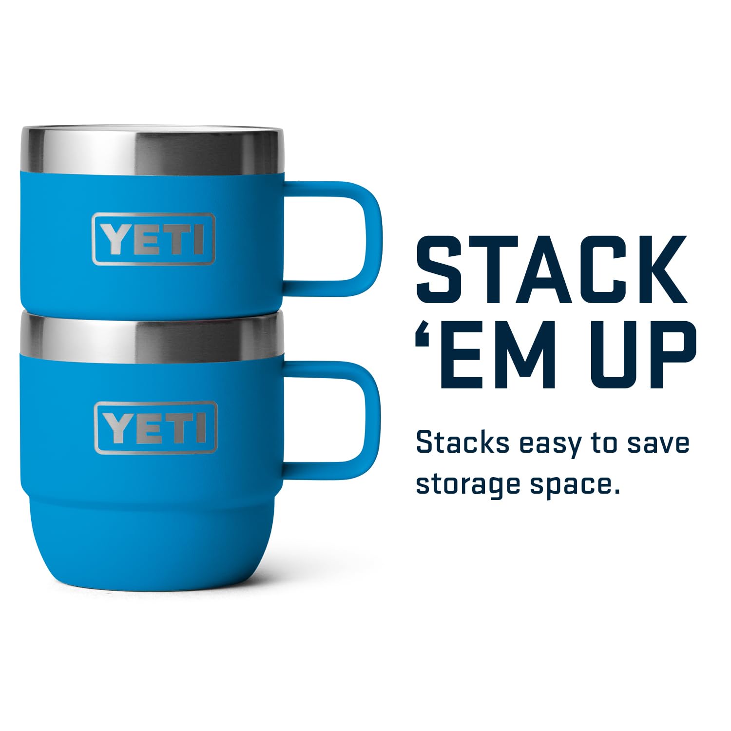 YETI Rambler 6 oz Stackable Mug, Stainless Steel, Vacuum Insulated Espresso/Coffee Mug, 2 Pack, Agave Teal