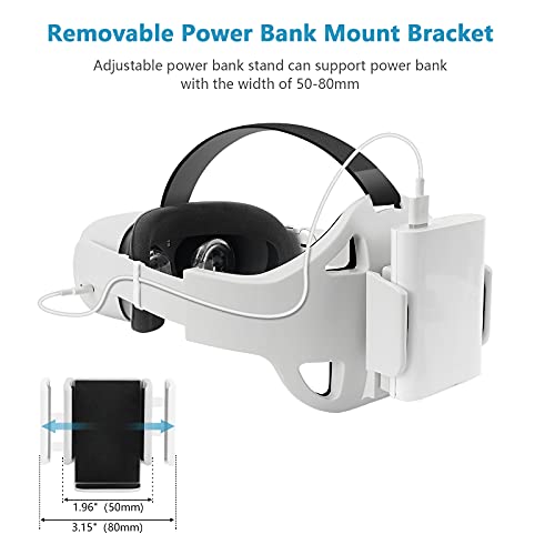 Head Strap for Oculus Quest 2 Elite Strap with Battery Pack Holder, Adjustable Replacement Headband Accessories for Quest 2, Enhance Support and Balance in VR Gaming