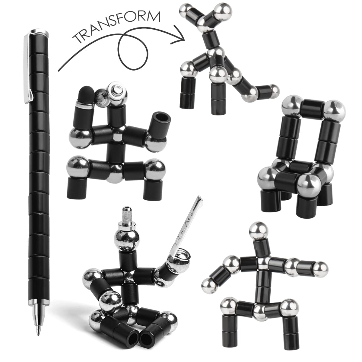 HKDGYHON Toy Pen, Decompression Magnetic Metal Pen, Multifunction Writing Magnet Ballpoint Pen, Gift for Kids or Friends (Black)