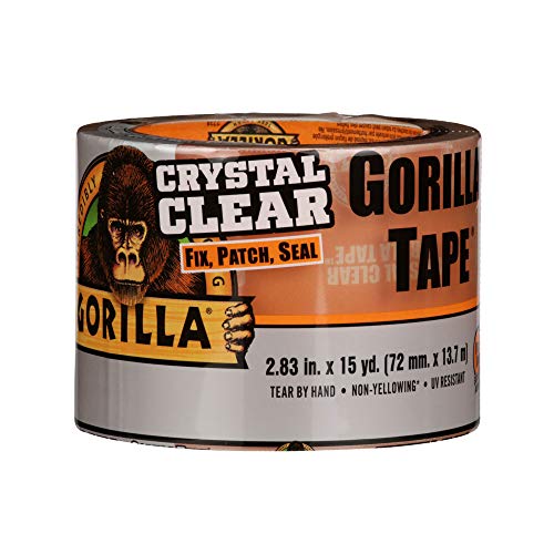 Gorilla Crystal Clear Repair Duct Tape Tough & Wide, 2.83" x 15 yd, Clear, (Pack of 4)