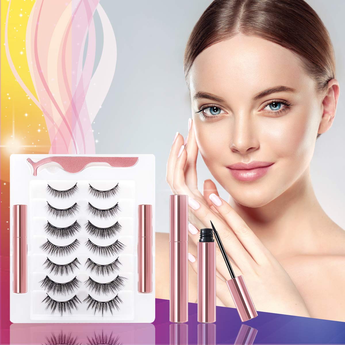 VESHELY Magnetic Eyelashes with Eyeliner 5 pairs