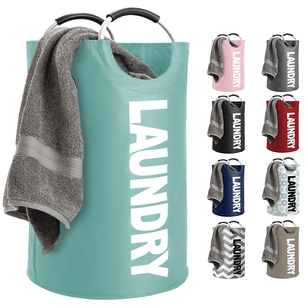 Gorilla Grip Laundry Hamper, Turquoise, 17 in x 31 in, Durable, Lightweight Fabric