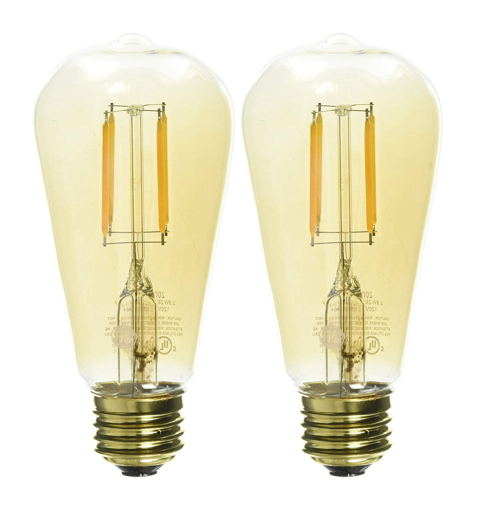 GE 2.8 Watt (25 Watt Replacement) LED Warm Candle, Vintage Style Light Bulb (2 Bulbs)
