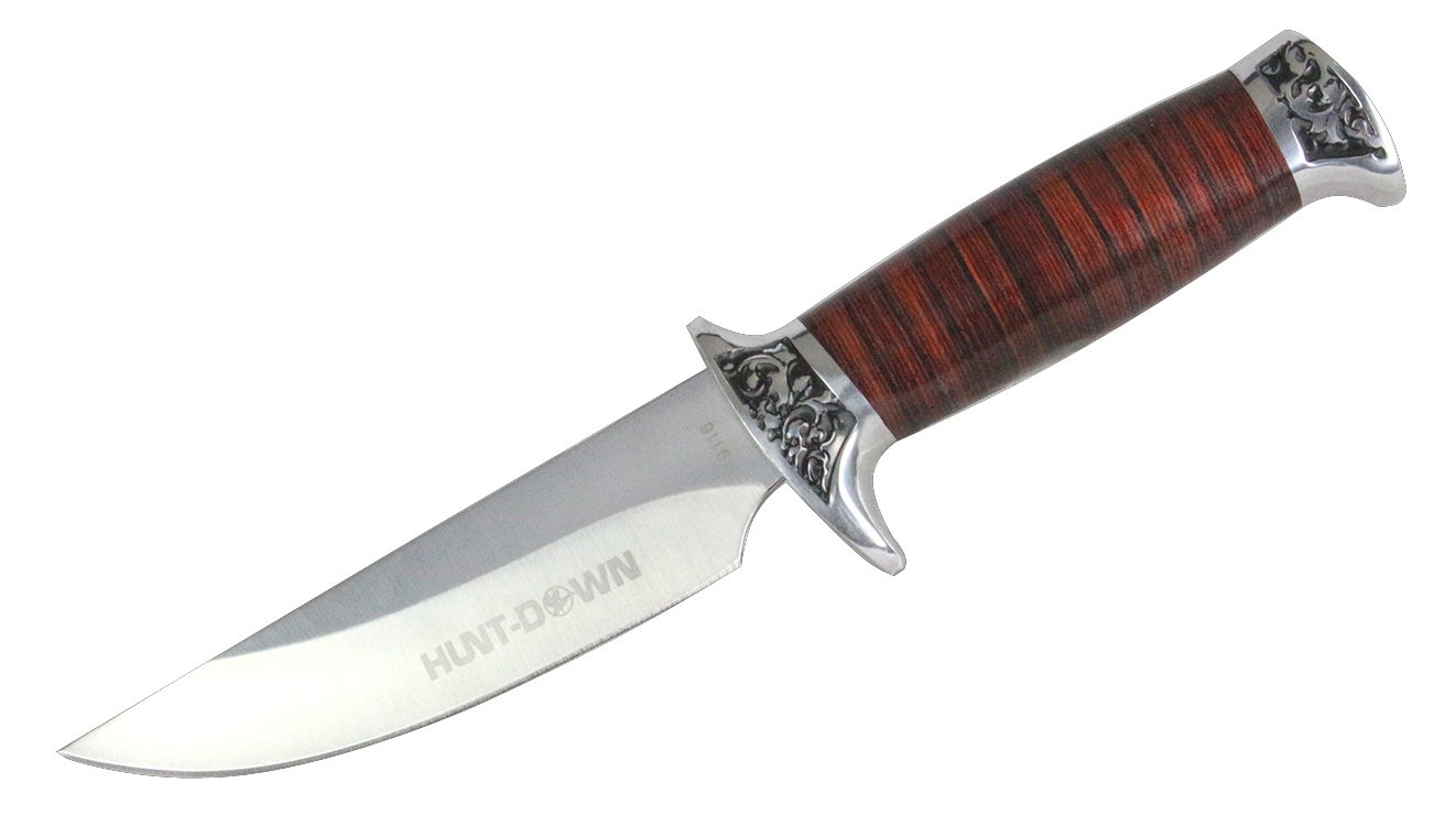 HUNT-DOWN 8" fixed Blade Hunting Knife with Nylon Sheath