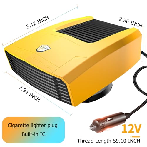 Gntiffy【New 2023】Portable Car Heater,2 in 1 Auto Car Heater, Fast Heating Windshield Defrost Defogger Cooling Car 12V Lighter Heater 60 Second with Heating & Cooling Window Defroster for Car