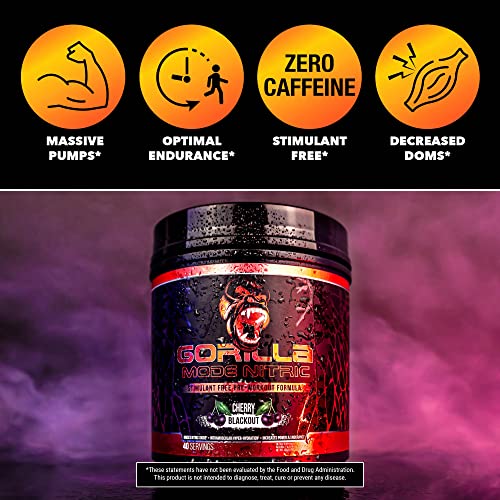 Gorilla Mode Nitric Stimulant Free Pre-Workout – Best Tasting and Most Effective Stimulant Free Pre-Workout/Massive Pumps · Vasodilation · Power / 646 Grams (Bombsicle)