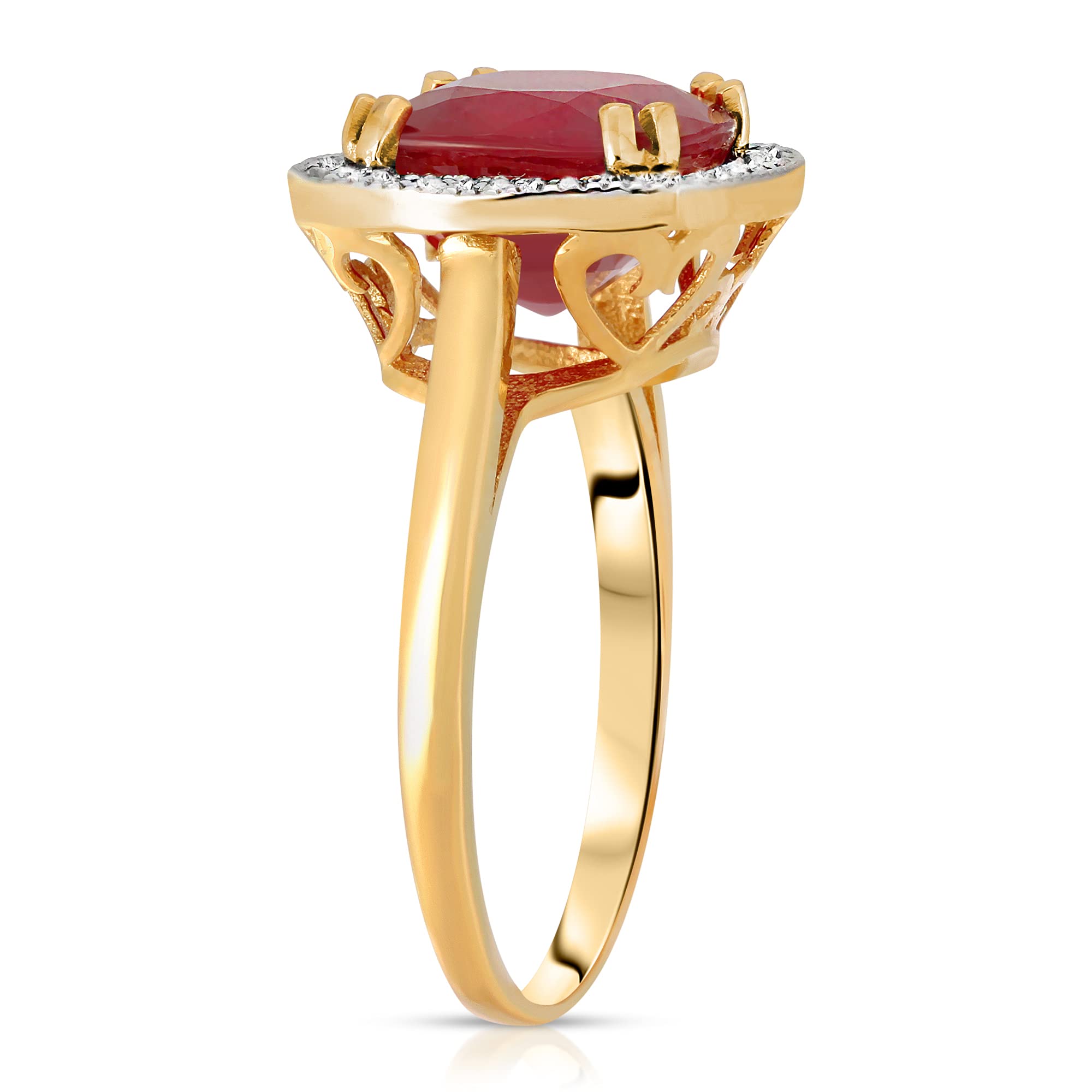 Galaxy Gold GG 14K Solid Yellow Gold Cushion Cut Genuine Brilliant Grade AAA Ruby Ring 6.9 CTW with Natural Diamonds (10.0)