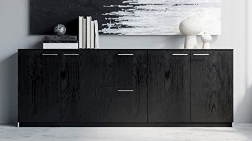 Zuri Furniture Reagan Modern Polished Cabinet Credenza - Black