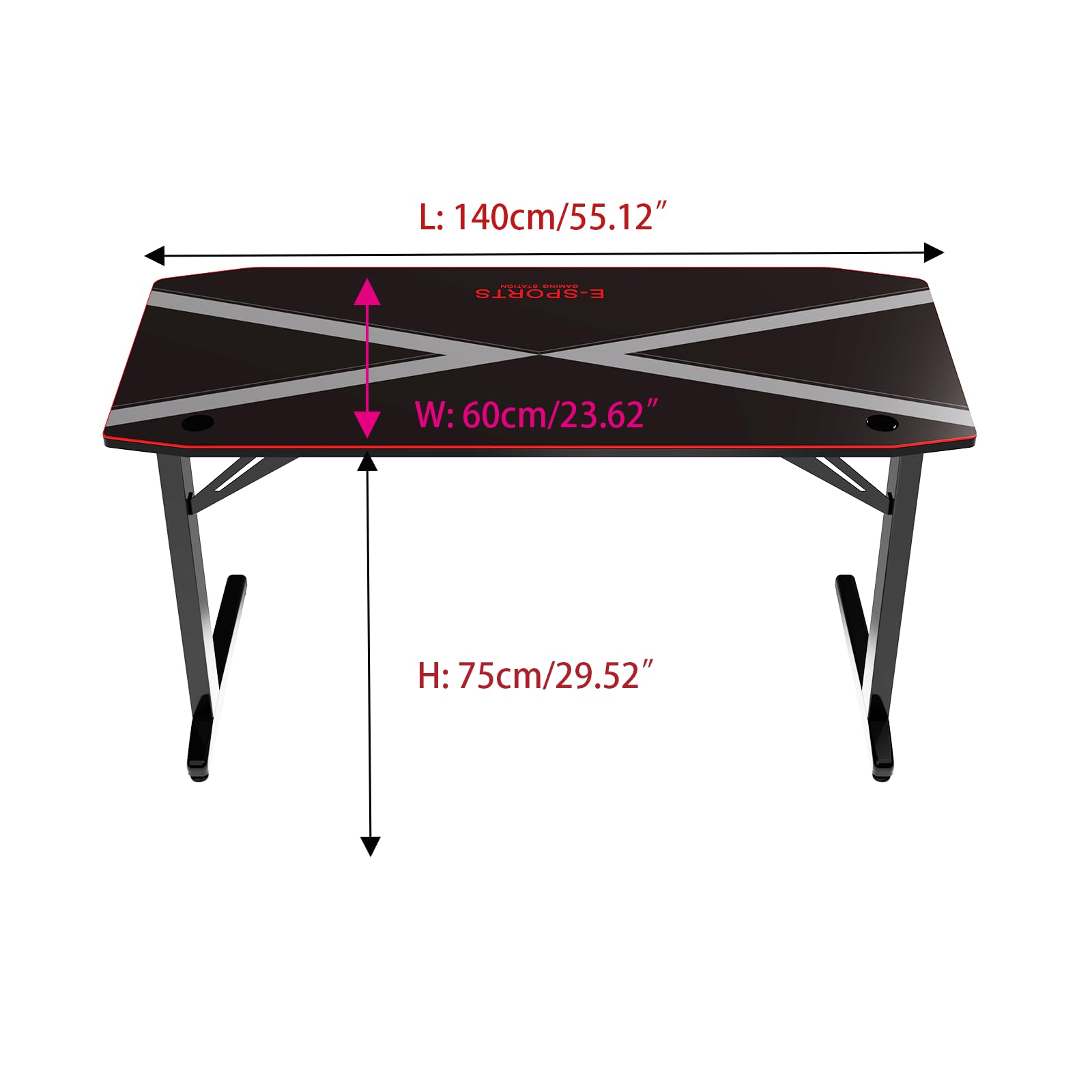GoBoMoM Computer Desk - 55 Inch Gaming Desk with Carbon Fiber Surface and Big Mouse Pad, for Home Office, Writing, Gaming, and Work