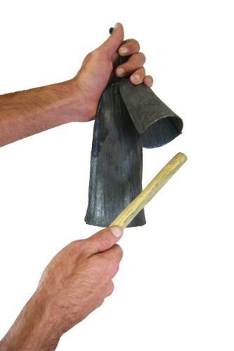 Gankogui Double Bell with Stick - Iron Cow Bell from Ghana - Medium
