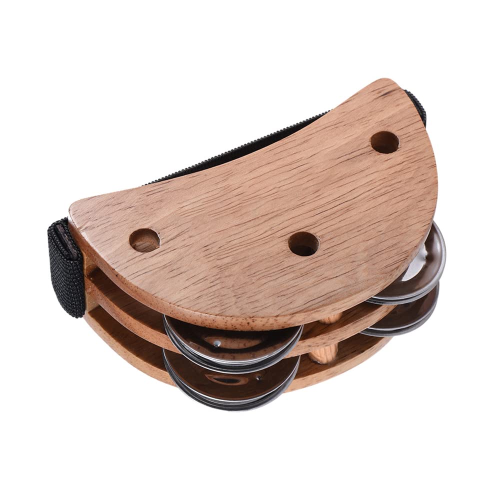 Heysland Burlywood Elliptical Box Drum Cajon Companion Accessory Foot Jingle Tambourine for Hand Percussion Instruments