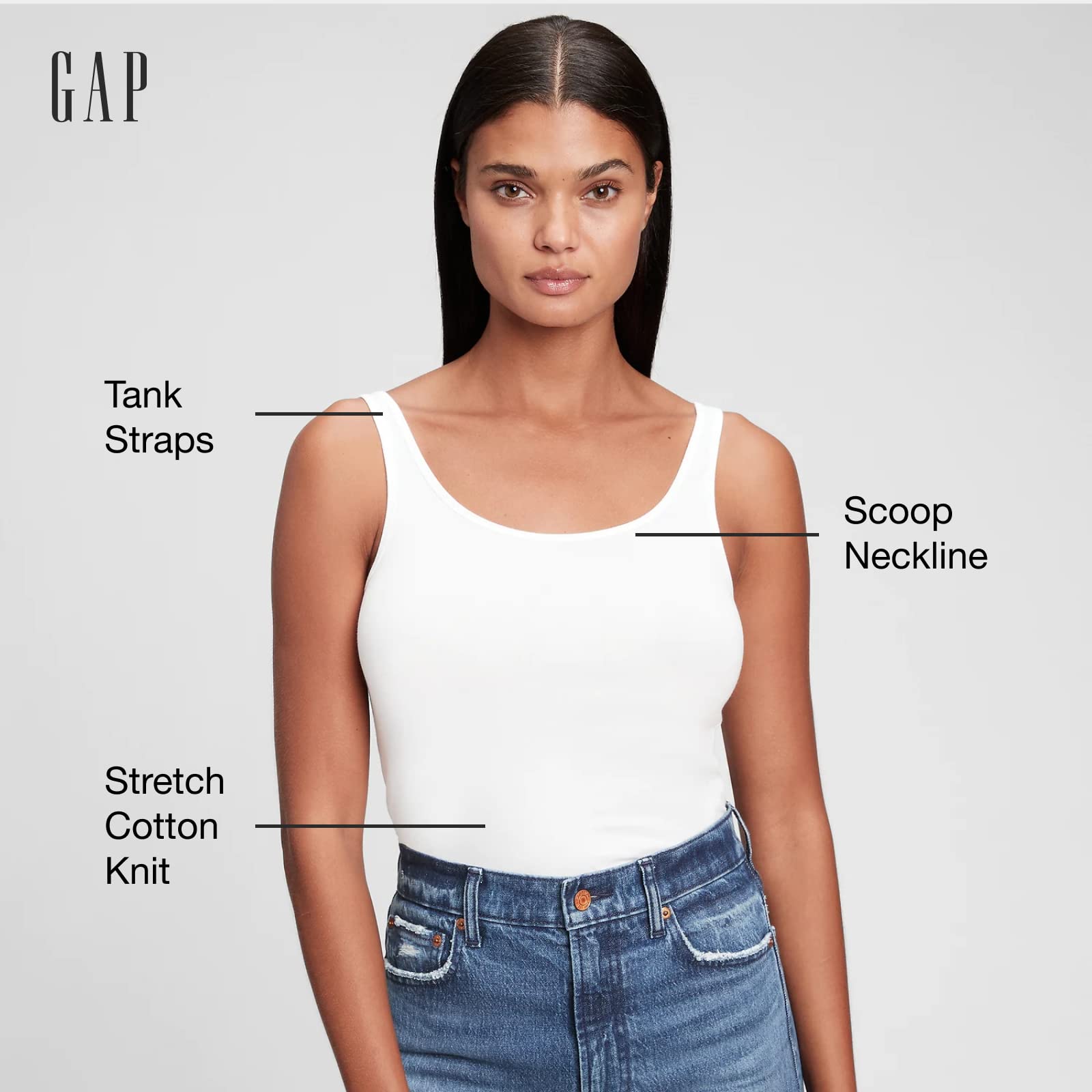 GAP Womens Favorite Tank Top Cami Shirt, Heather Grey, X-Large US