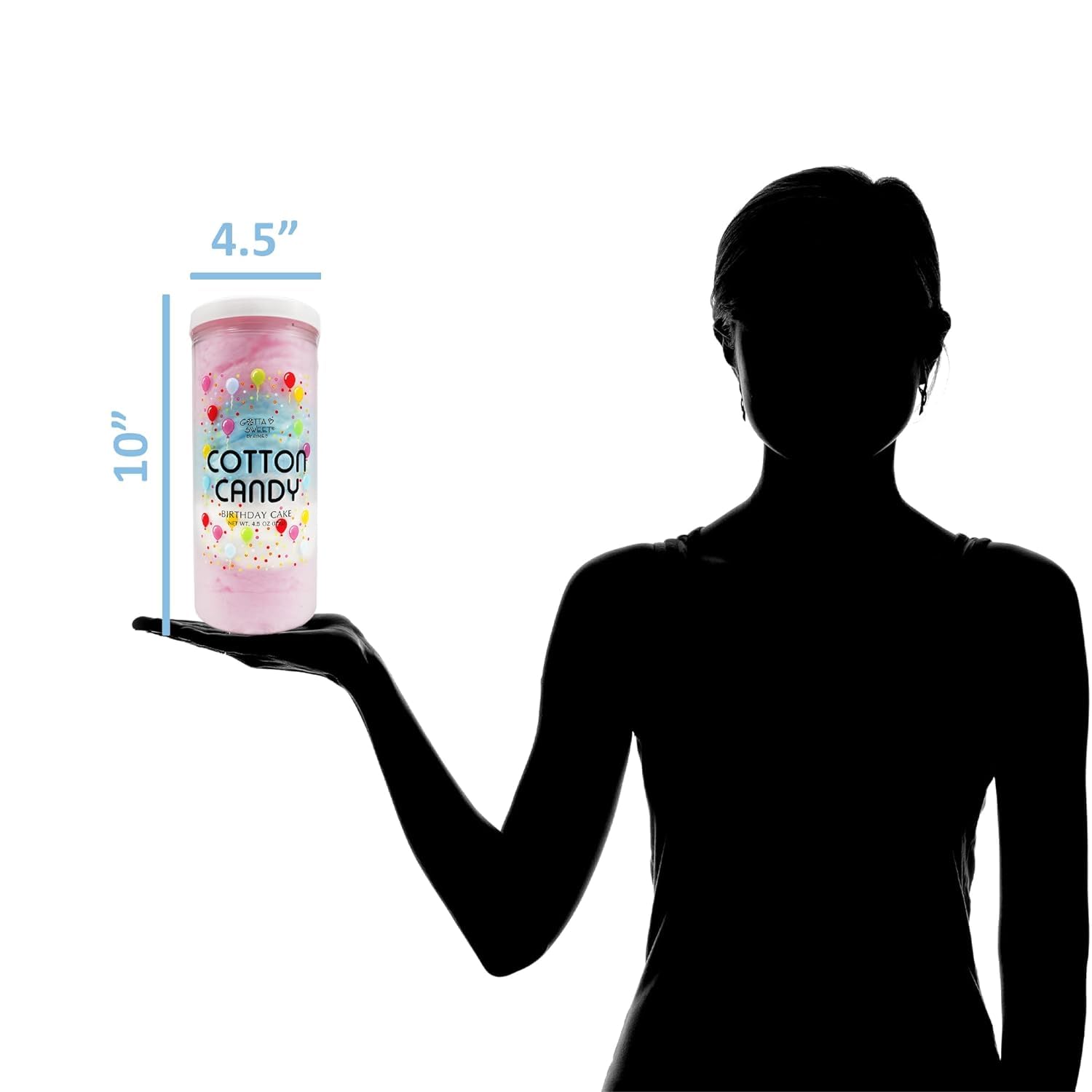 Gotta B Sweet Birthday Cake Flavored Cotton Candy - 4.5 oz Reclosable Jar - Blue, Pink and White - Made in USA