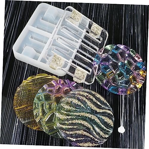 VILLCASE 1 Set Pallet Mold Circle Tray Resin Coasters Ashtray Mold Coaster Silicone Soap Molds Coaster Casting Silica Gel Resin Coaster Mold Coaster Holder Mold Cup Pad Making Tools Car Mat
