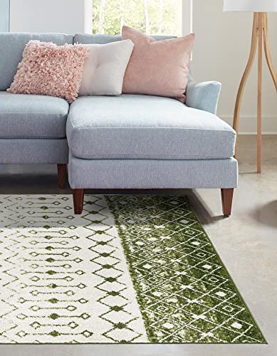Rugs.com Moroccan Trellis Collection Rug β 6' x 9' Ivory Green Medium Rug Perfect for Bedrooms, Dining Rooms, Living Rooms
