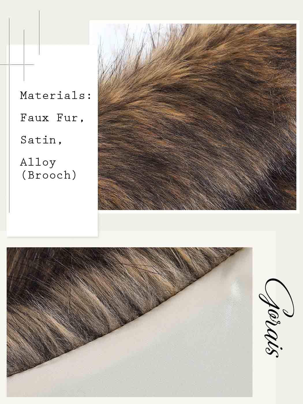 GORAIS Women's Wedding Faux Fur Shawls and Wraps Bridal Fur Scarf Stoles with Brooch for Bride and Bridesmaids (US 4-14(S-M), A Brown)