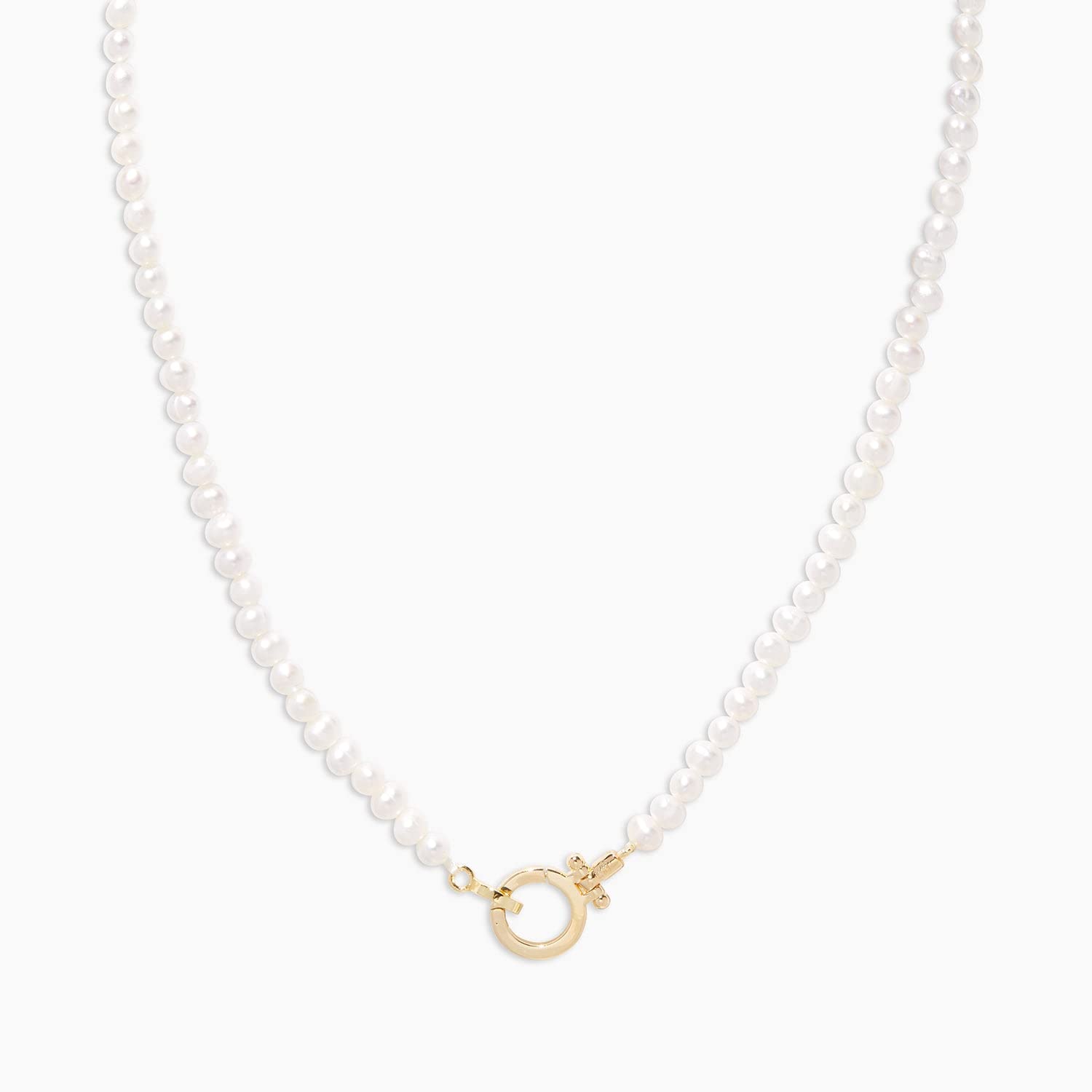 gorjana Women's Parker Pearl Necklace, 18K Gold Plated w/White Pearls, Signature Hinge Closure