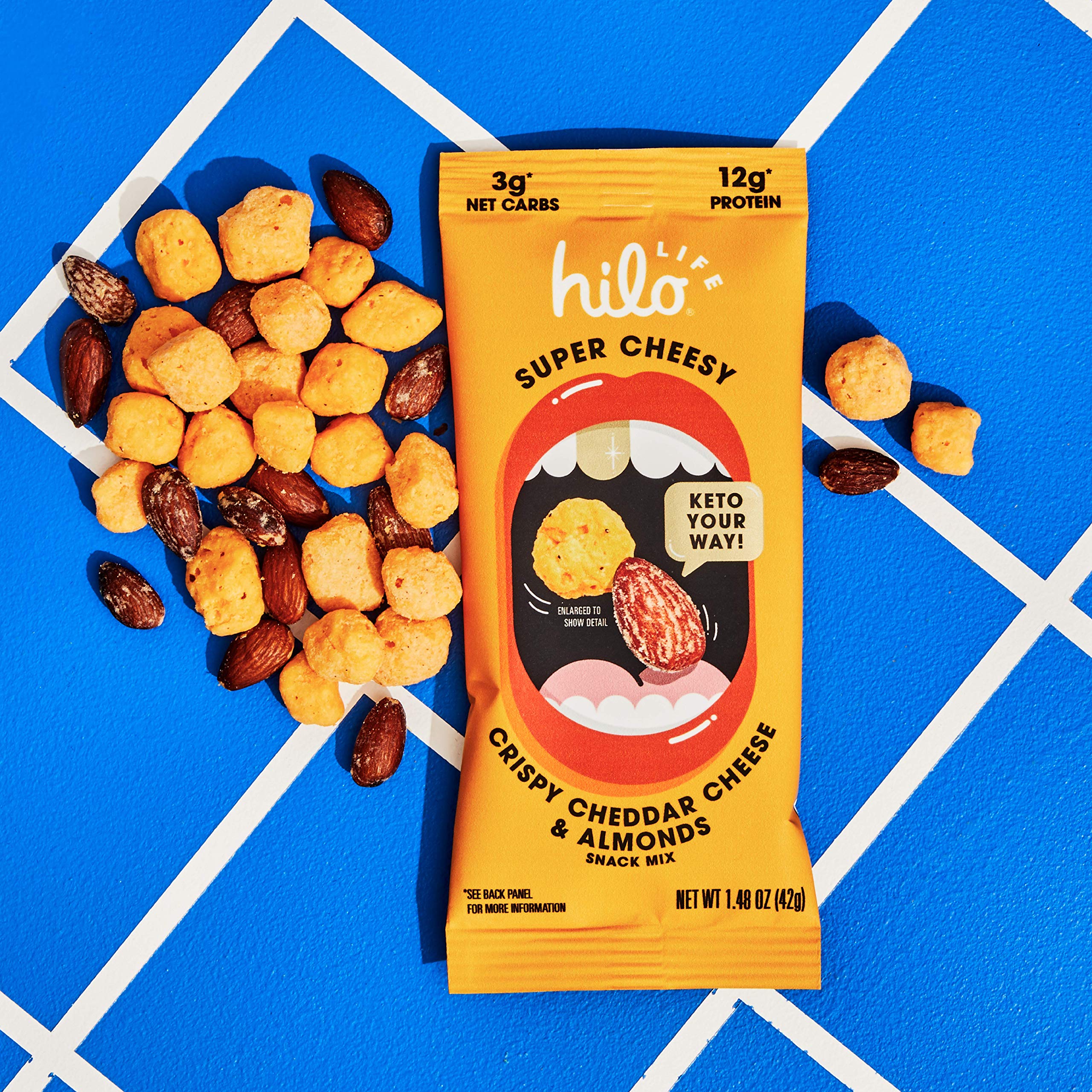 Hilo Life Keto Friendly Low Carb Crispy Cheddar Cheese & Almonds Snack Mix, Super Cheesy, 8.88 Ounce
