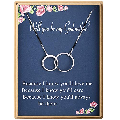 Godmother Gifts Two Interlocking Infinity Double Circles Sterling Silver Necklace Christmas Gifts for Women