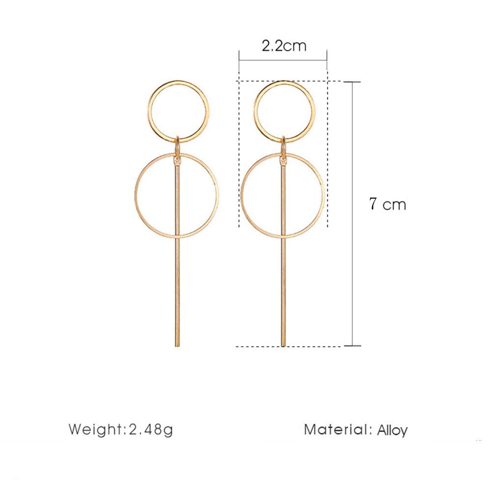 Geometric Earrings for Women Silver Double Circle Hoop Dangle Earrings Simple 8 Infinity Knot Bar Tassel Drop Earrings for Women Jewelry (Silver)