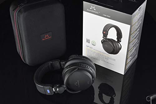 SoundMAGIC HP151 Over-Ear Wired Headphones for Monitoring & Recording, Closed-Back HiFi Stereo Headsets for Audiophiles, Work with All Audio Devices, Adjustable & Collapsible Design, Black
