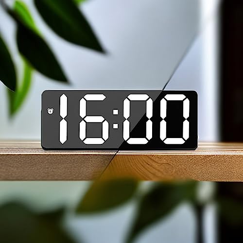 RuiLa Digital Alarm Clock - LED Clock Large Display for Bedroom, Desk, and Office - Temperature Display, Adjustable Brightness, Voice Control, 12/24H Display - USB and Battery Operated (Black)