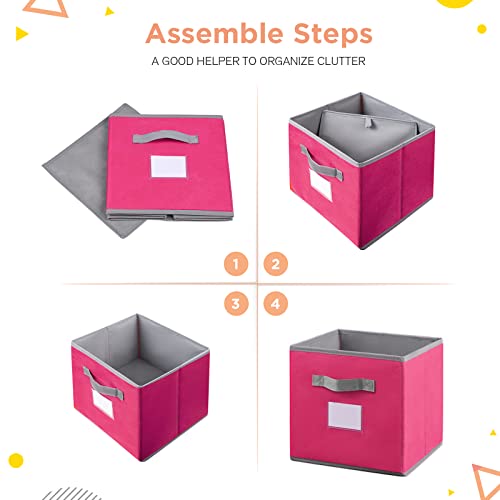 JNCHOICE Storage Cubes 2 Packs Folding Thicker Fabric Storage Bins Basket for Closet Shelf Cabinet Bookcase - Pink