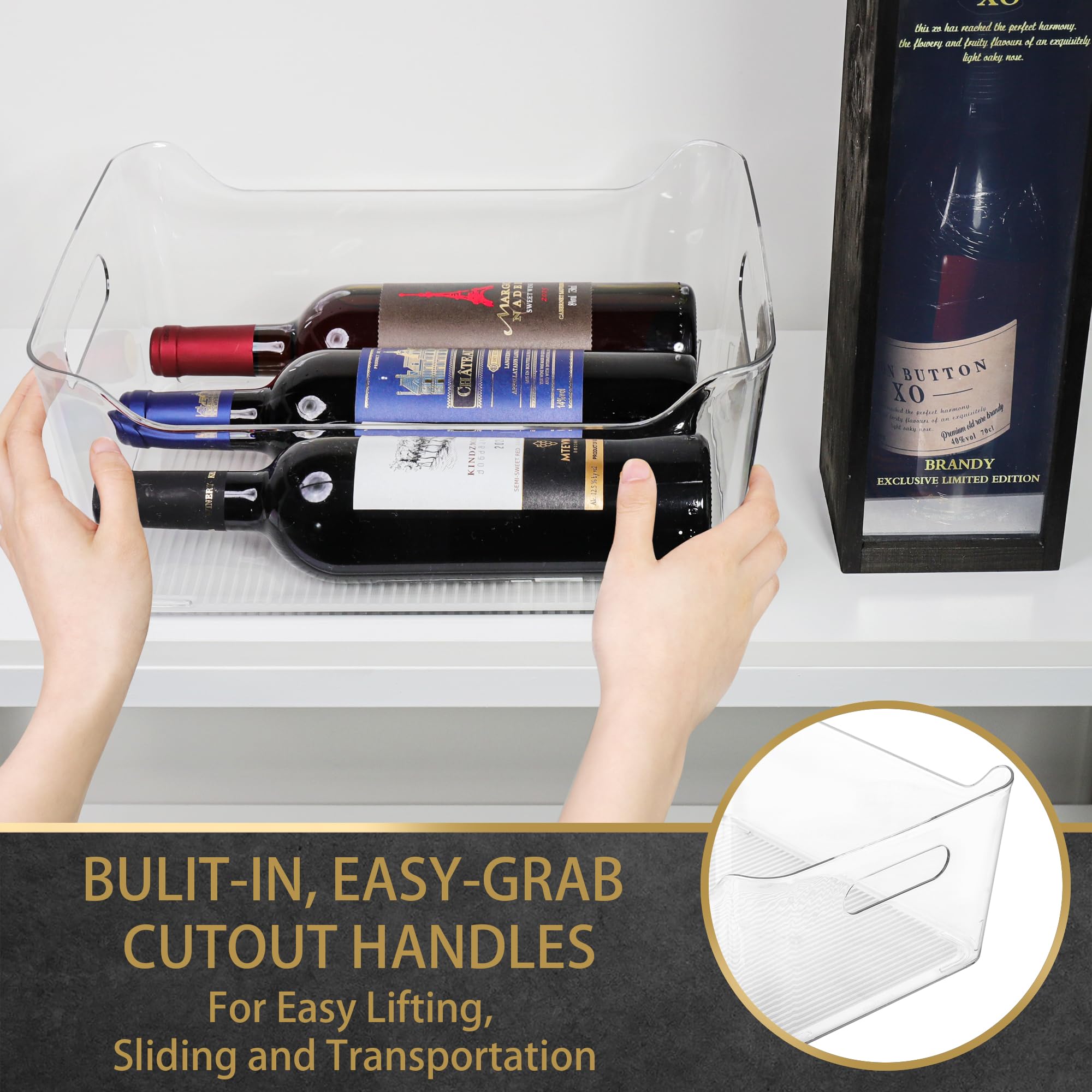 Tiawudi 6 Pack Plastic Storage Bins, X-Large Pantry Organizer, Clear Storage Containers and Organizer Bins, Multi-Use Bins for Home, Kitchen and Cabinet