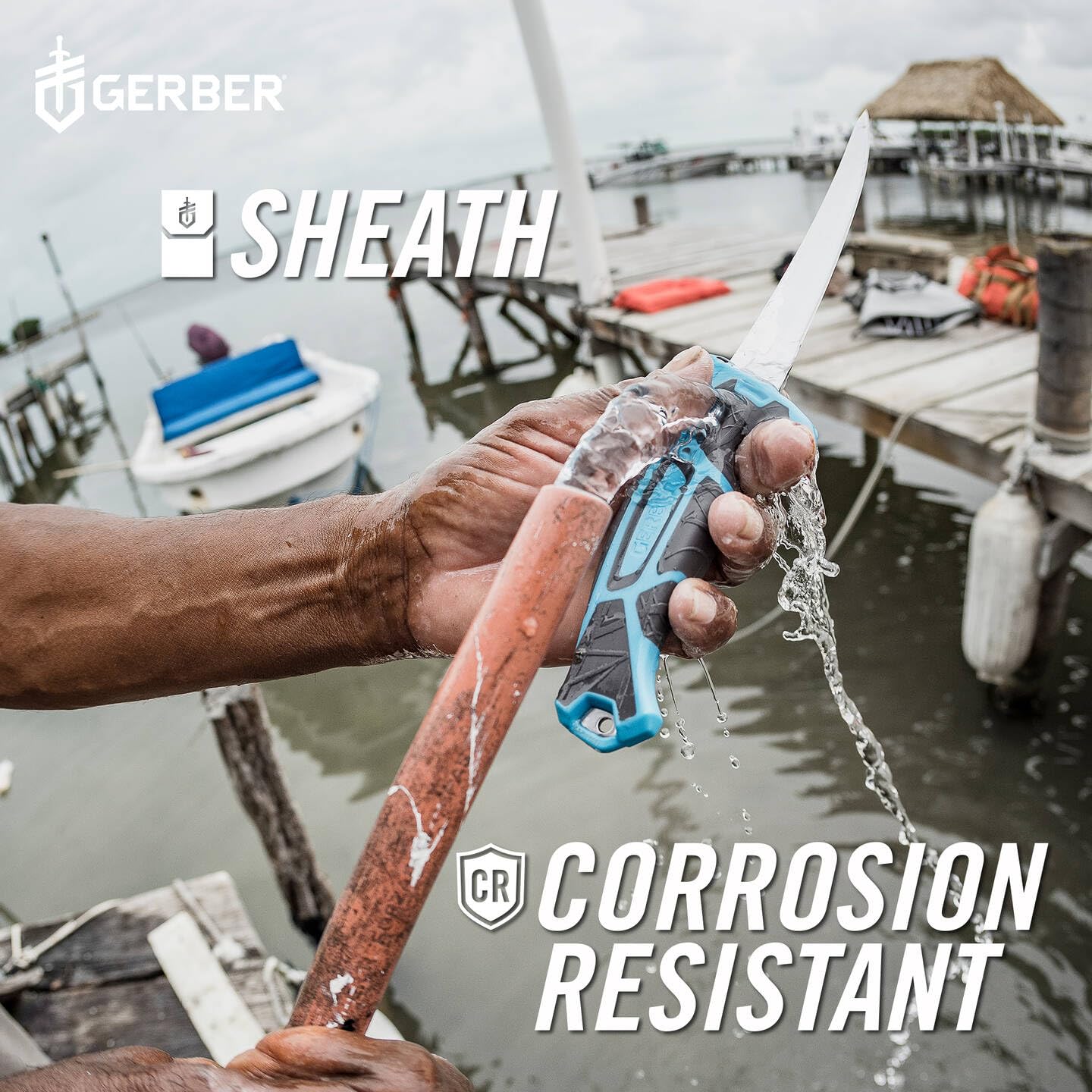Gerber Gear Controller - Saltwater Fishing Fillet Knife for Fishing Gear - Cyan, 8 Inches