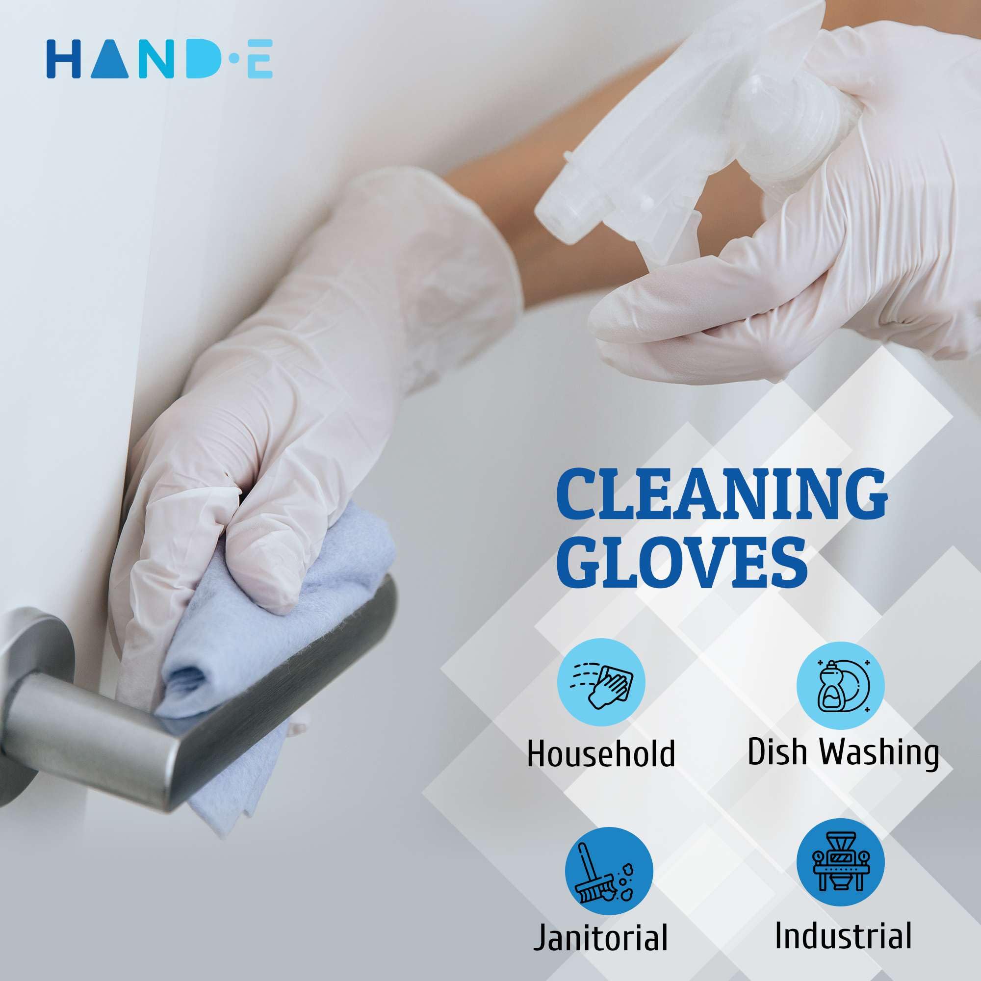 Hand-E Touch White Nitrile Disposable Gloves Large, 50 Count - Food Prep, Salon, Hair Dye, Esthetician, Kitchen Gloves - Powder and Latex Free Rubber Gloves