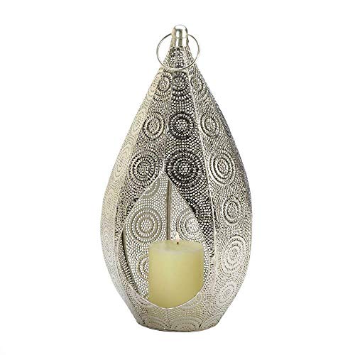 wakatobi Decorative Teardrop Shaped Lantern Silver Candle Holder