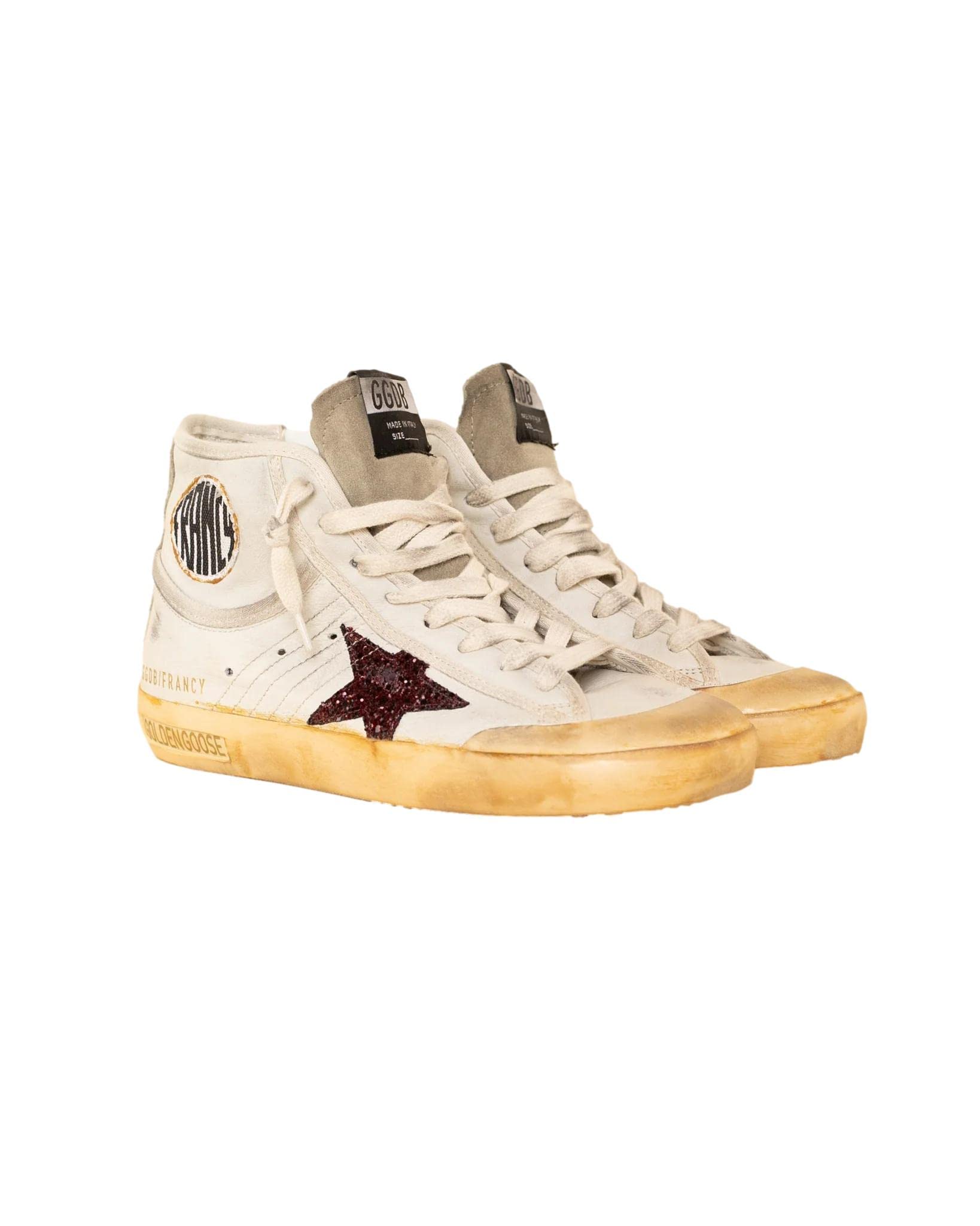 Golden Goose Women's Francy Penstar Sneakers, White/Taupe/Bordeaux (us_Footwear_Size_System, Adult, Women, Numeric, Medium, Numeric_9)