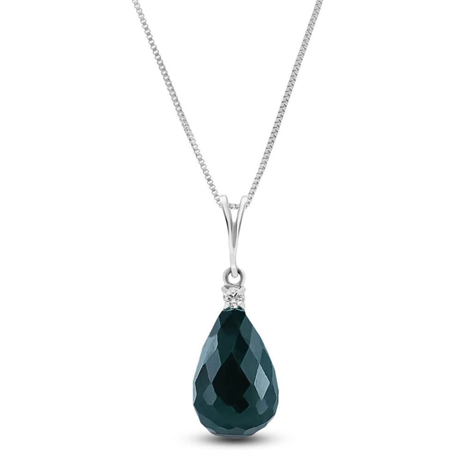 Galaxy Gold GG 14k Solid Gold 18" Necklace with briolette Emerald COLOUR GREEN SAPPHIRE Pendant