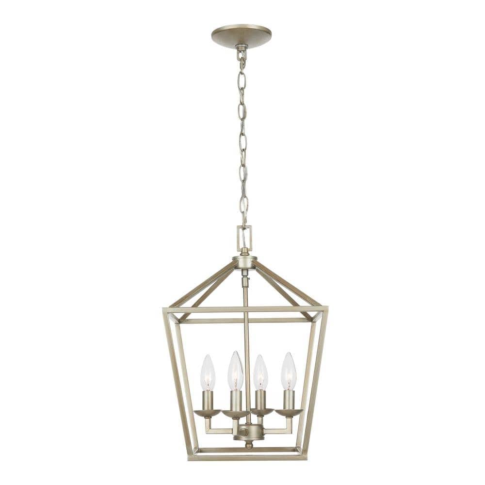 Home Decorators Collection Weyburn 4-Light Antique Silver Leaf Caged Chandelier
