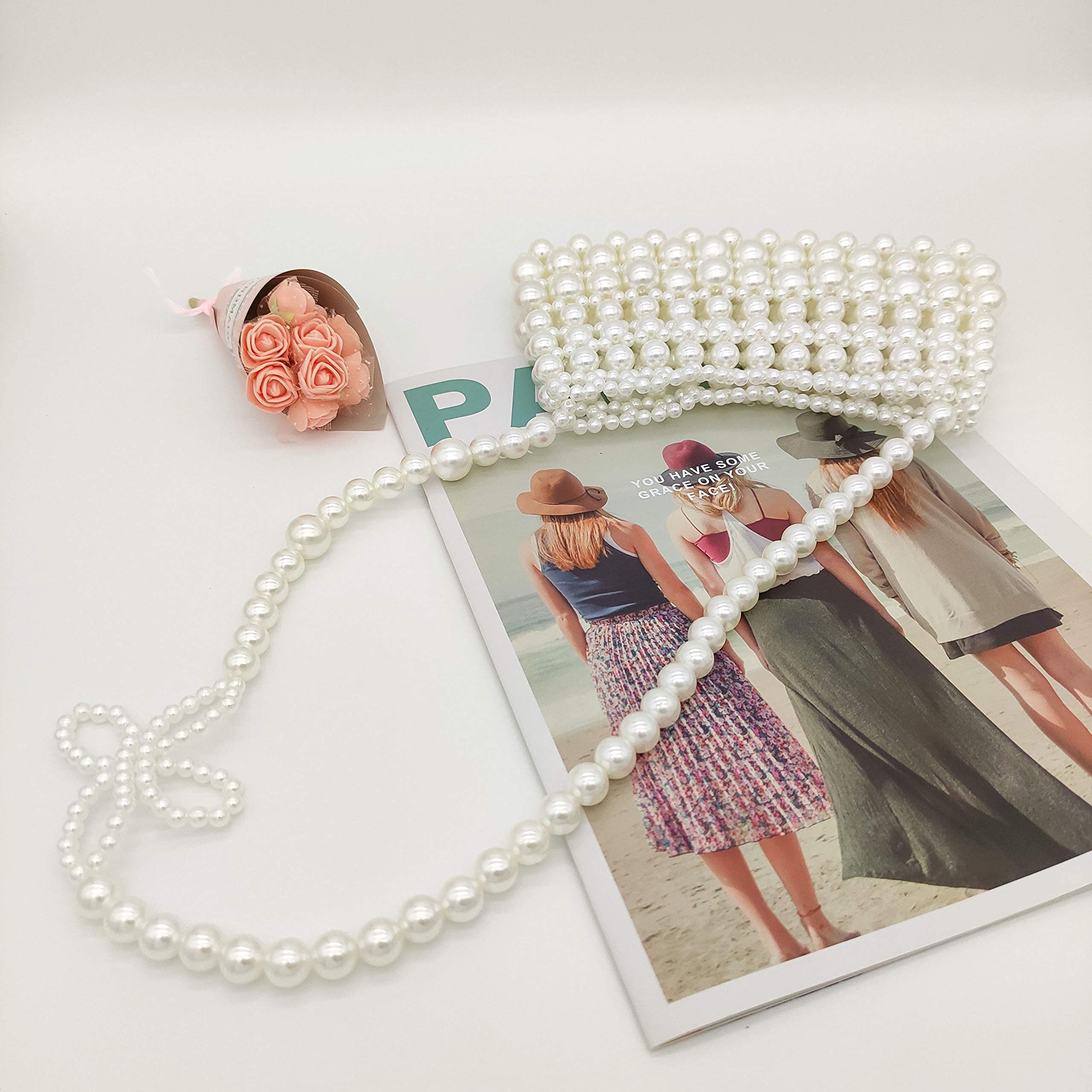 Grandxii Clutch Purse Pearl Women shoulder Handbags Evening Purses Small Wallet Handmade Pearl Bag